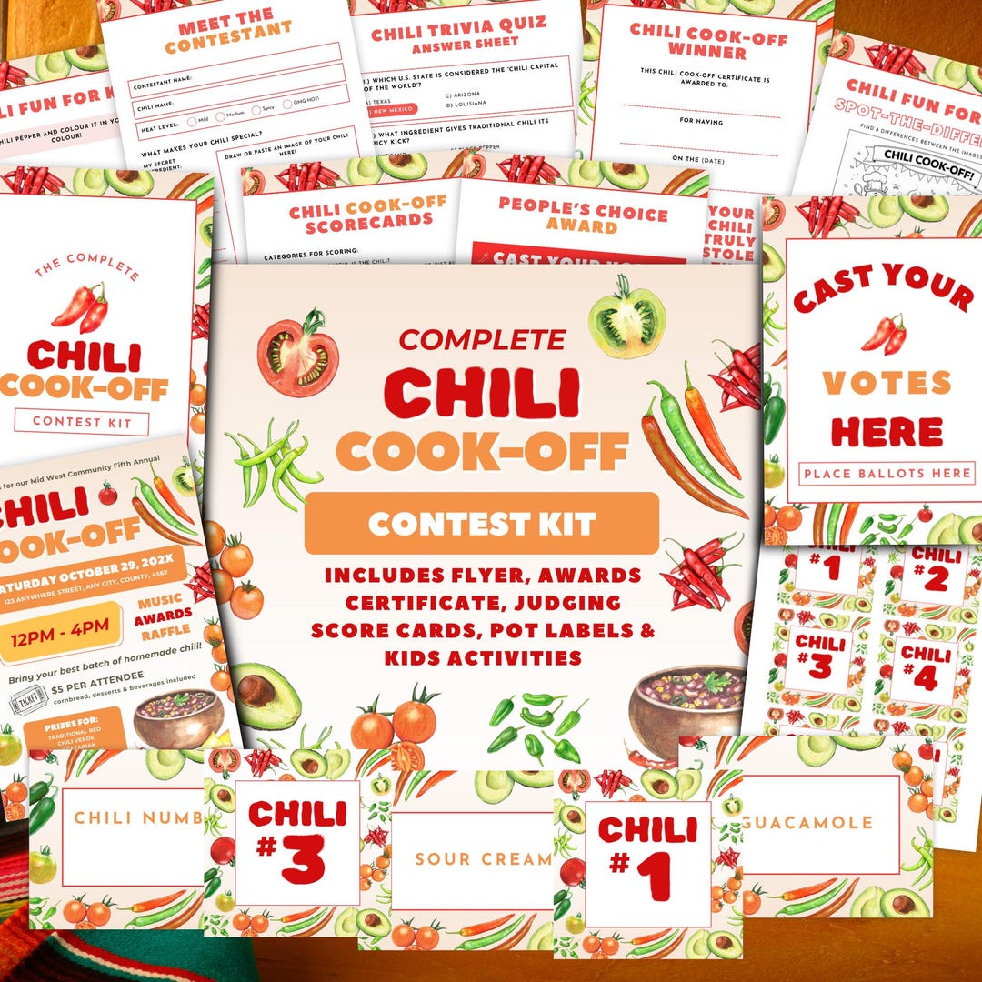 Printable Chili Cook-off Bundle, Flyer, Chilli Cookoff Activities, Kids ...
