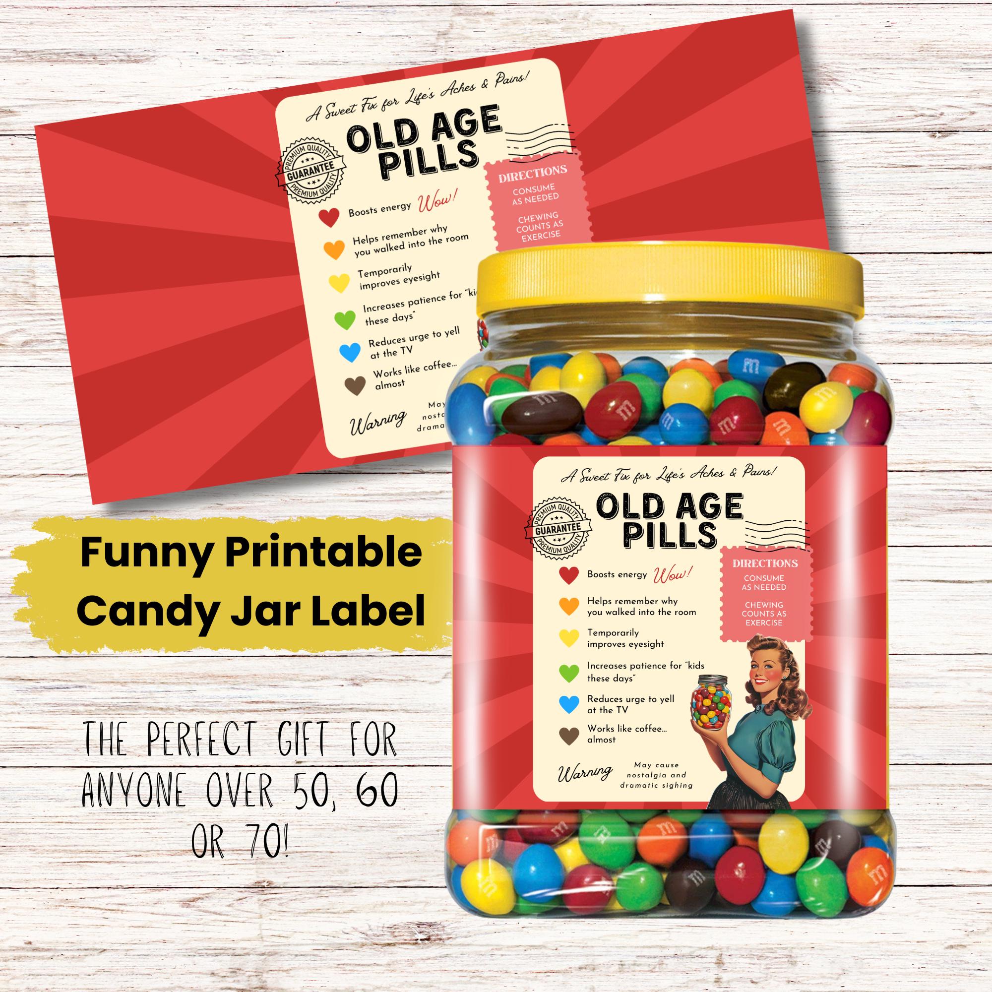 Printable Old Age Pills Label, Retro Funny Gift for Over 50s, Instant ...