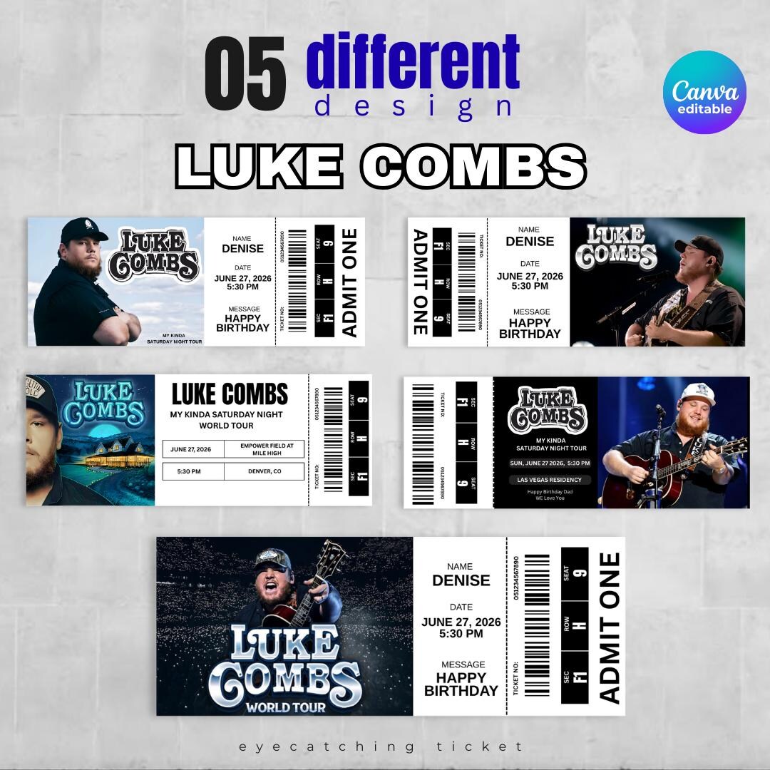 Editable Luke Combs Ticket, Tour Ticket, Luke Combs Concert, Digital ...