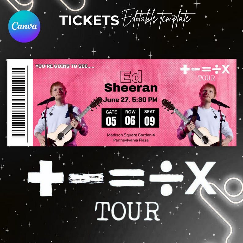Editable Concert Ticket Canva, DIY Tickets Template, Printable Custom ...