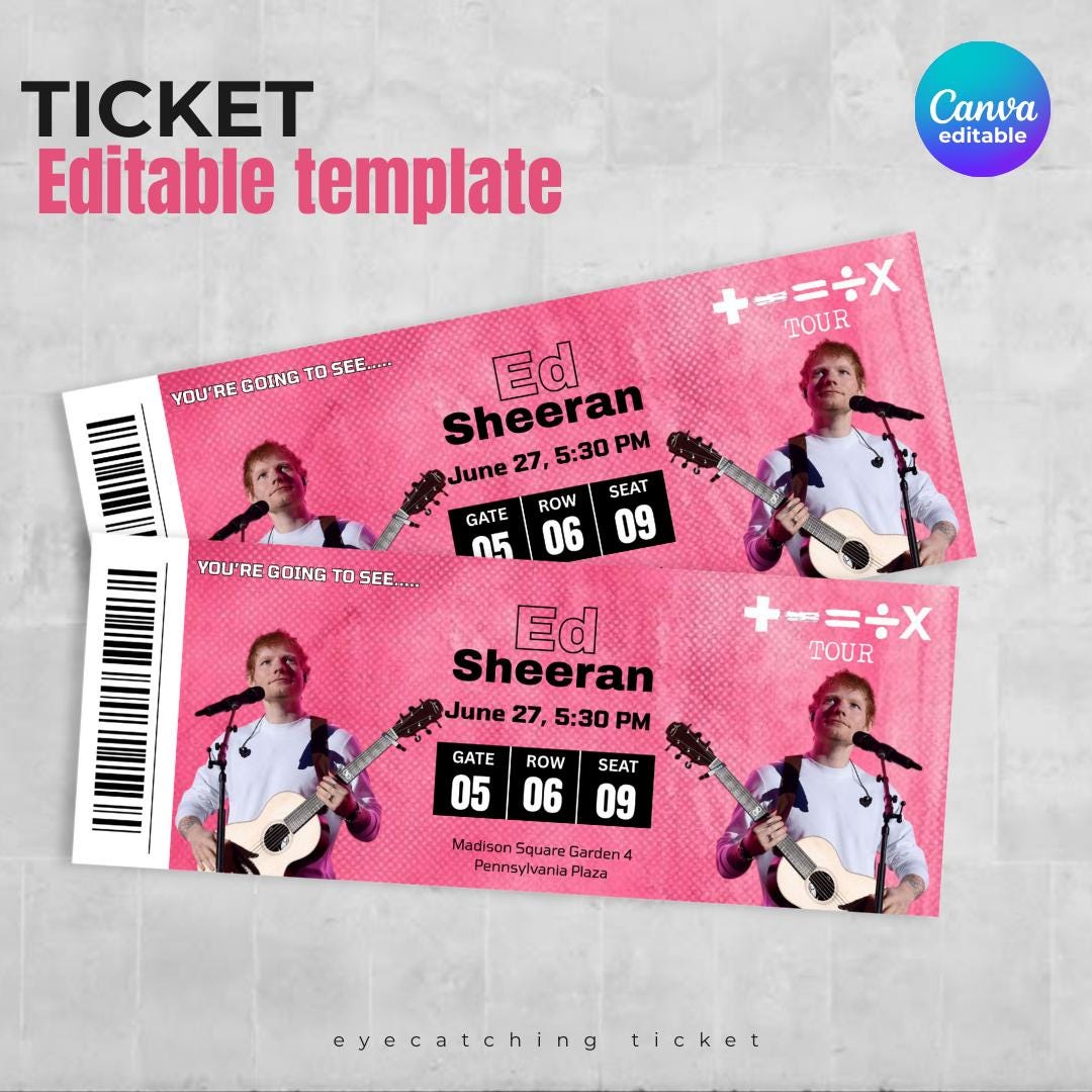 Editable Concert Ticket Canva, DIY Tickets Template, Printable Custom ...