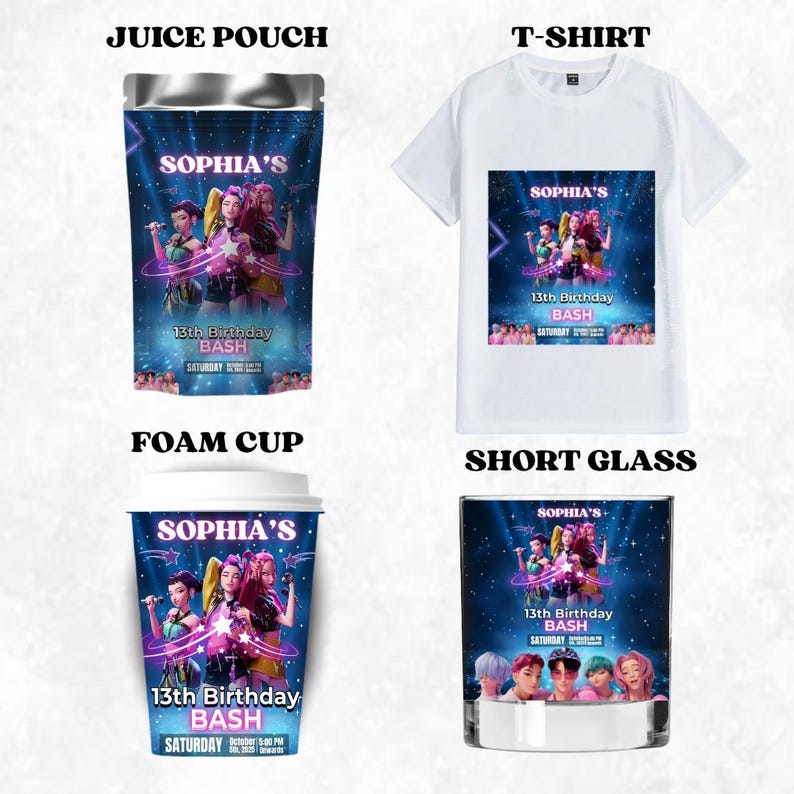 KPOP Demon Hunters Birthday Party Favor Bundle (canva Editable Template ...