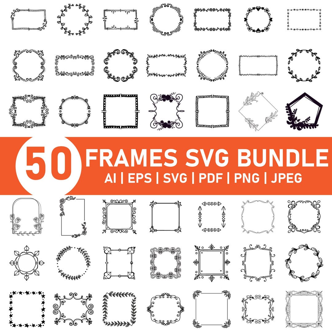 50 Classic Decorative Frames SVG Bundle, Vintage & Victorian Label ...