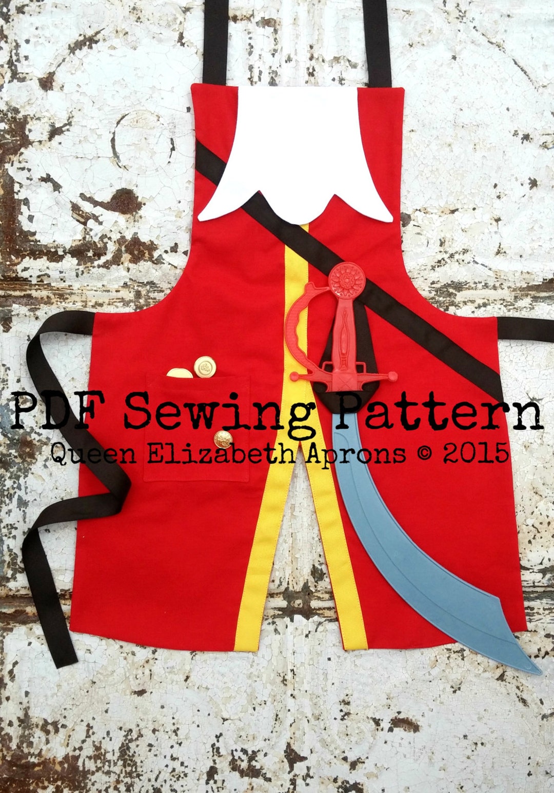 CAPTAIN HOOK Pirate Peter Pan Halloween Child Costume Apron Pdf Sewing ...
