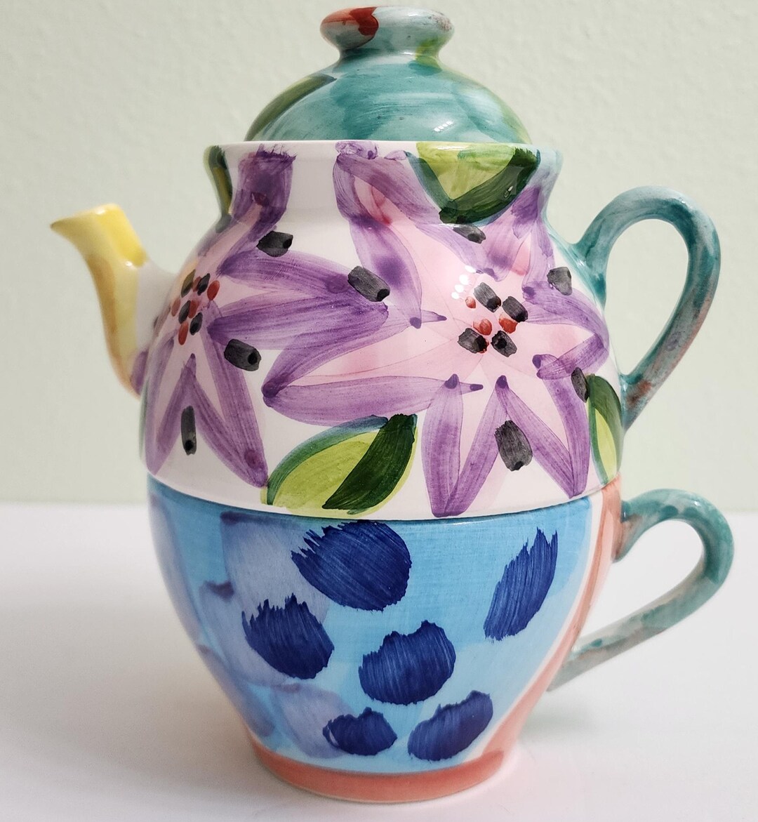 Vintage Hand-painted Ceramic "tea-for-one" Set. Made in Italy by "a La ...