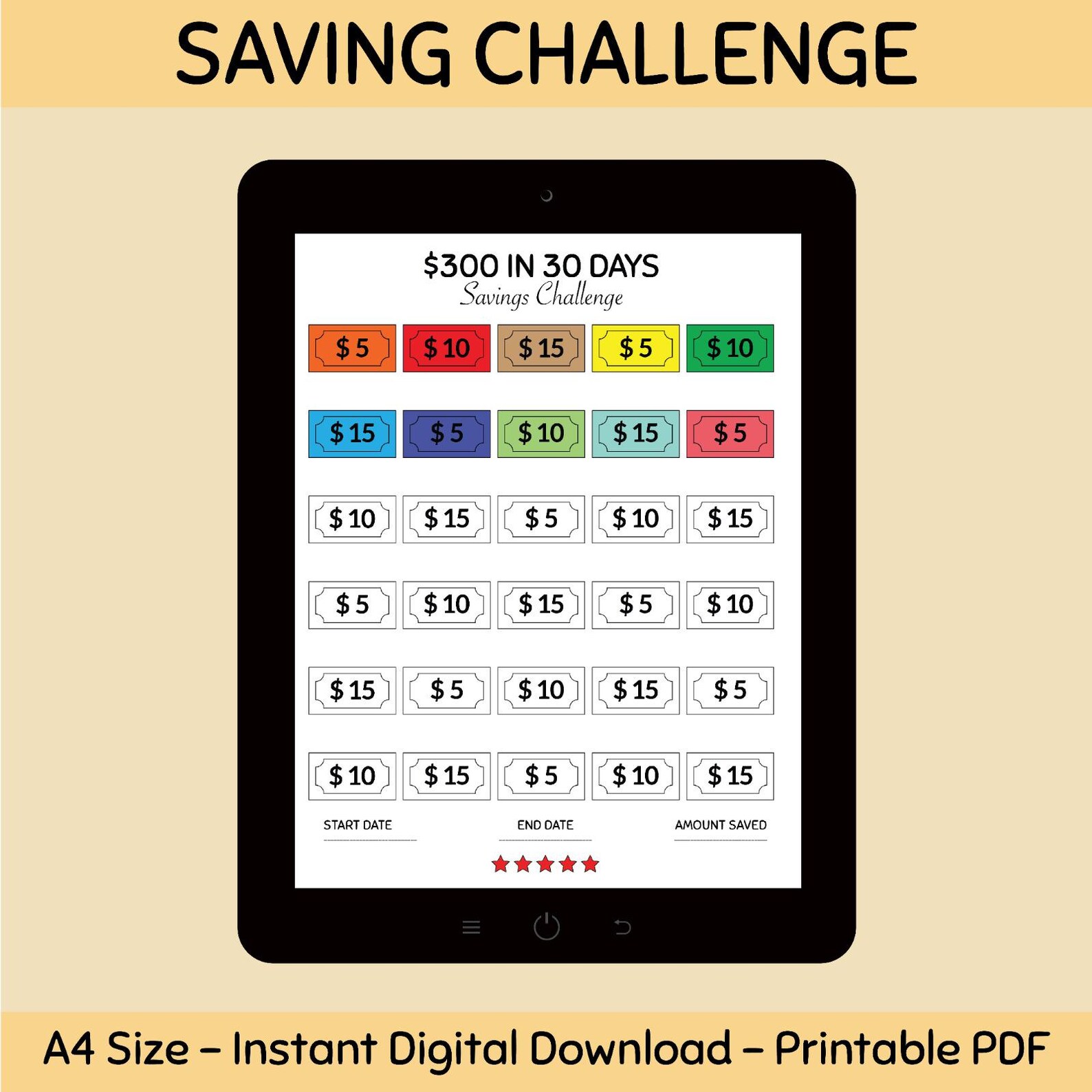 Money Saving Challenge Save 100 to 5000 Printable Budget Tracker ...