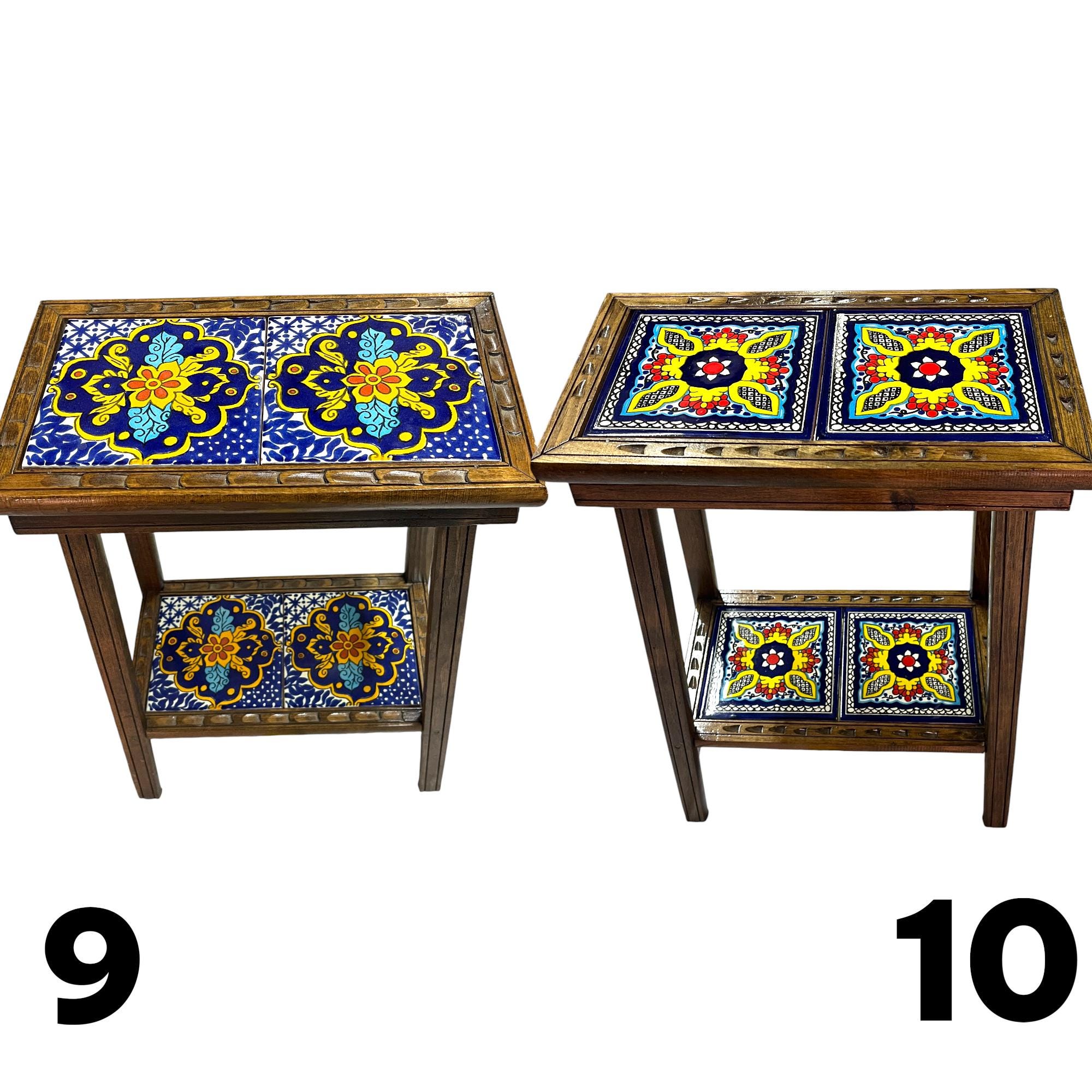 Talavera Tile Side Table | Handmade Mexican Accent Furniture - Etsy