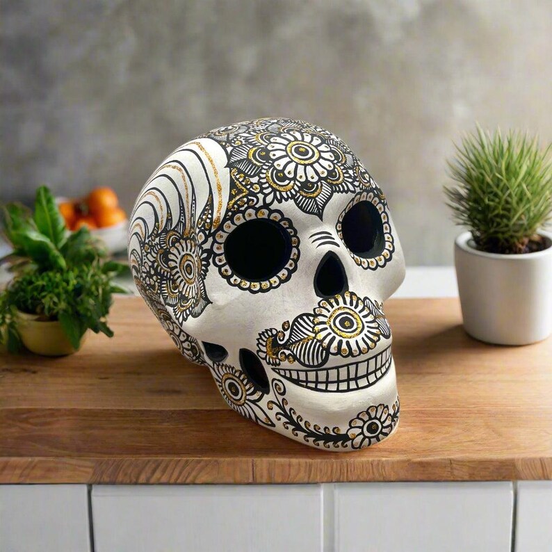 Talavera Ceramic Calavera Skull | Handcrafted Mexican Decor - Etsy