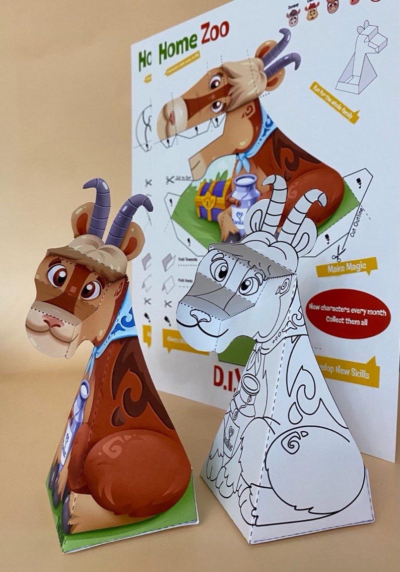 Goat Digital Paper Craft Set: 3D Kids Activity Kit - Etsy
