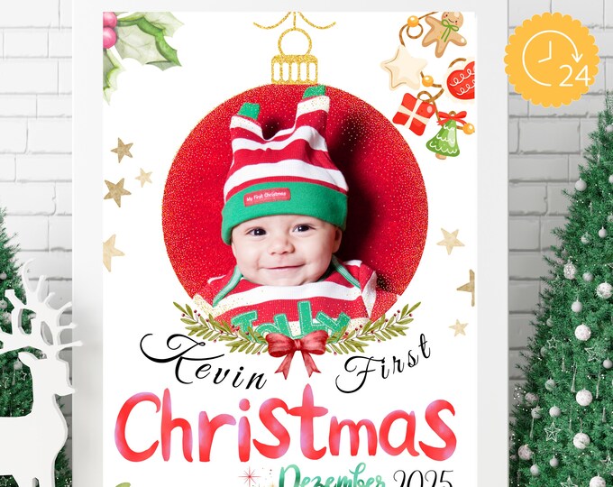 Personalised First Christmas Printable, First Christmas Gift, Holiday ...