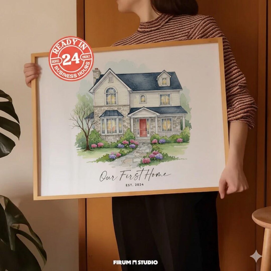 Custom House Portrait From Photo, Our First Home Printable ...
