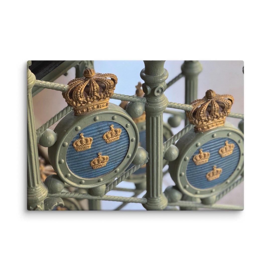 Sweden Three Crowns Royal Coat of Arms - Building Art Canvas (original ...