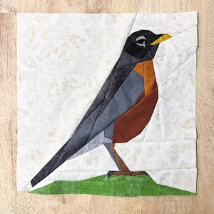 American Robin Fppbackyard Birds Seriespaper Piecing Quilt Block ...