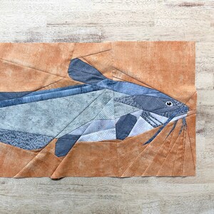 Catfish Fpp--freshwater Fishing Series--paper Piecing Quilt Block ...