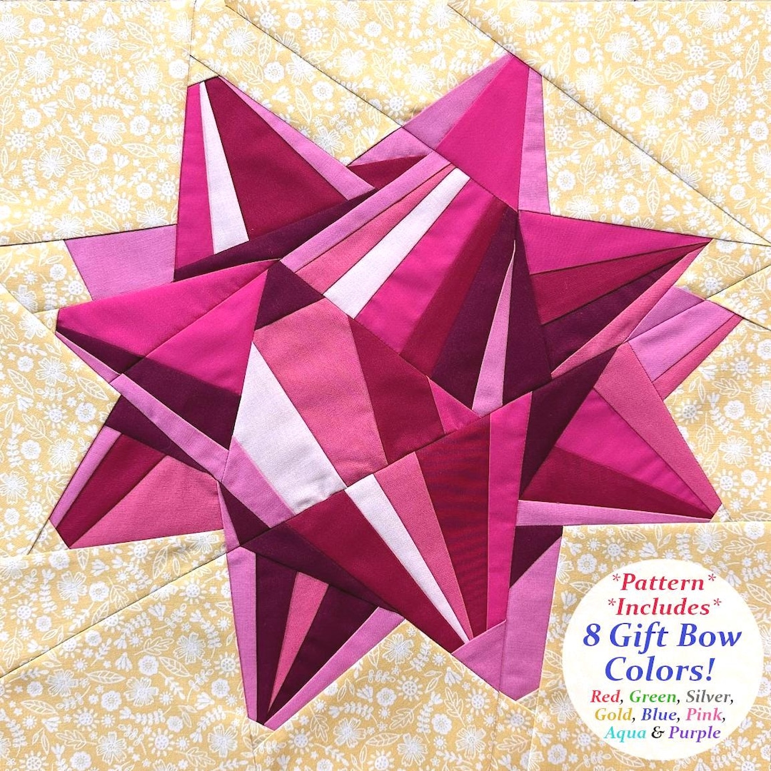 Gift Bow FPP Pattern--includes 8 Color Variations--paper Piecing Quilt ...
