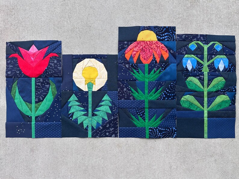 Folk Flower FPP Set--4 Patterns PLUS Stem and Leaf Extenders ...
