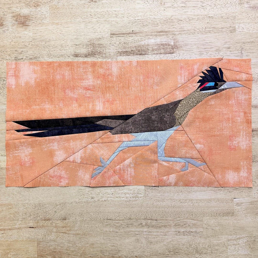 Roadrunner Fpp--southwest Bird Quilt--paper Piecing Quilt Block Pattern - Etsy