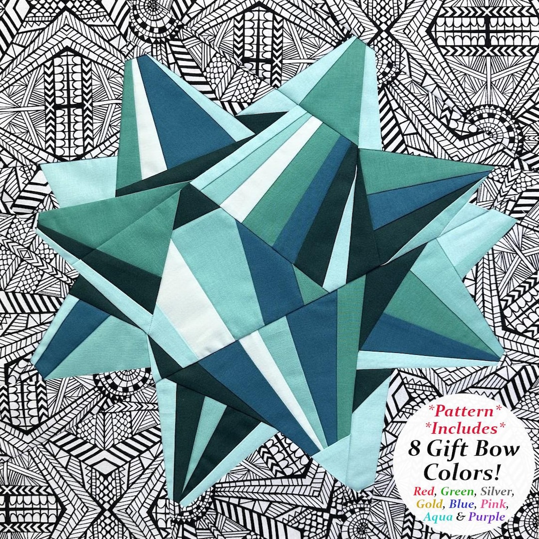 Gift Bow FPP Pattern--includes 8 Color Variations--paper Piecing Quilt ...
