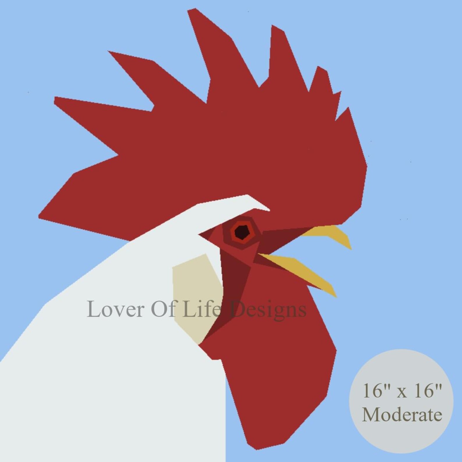 Rooster #3 Fpp--the Cocky Crower Series—paper Piecing Quilt Block ...
