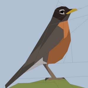 American Robin Fpp--backyard Birds Series--paper Piecing Quilt Block ...