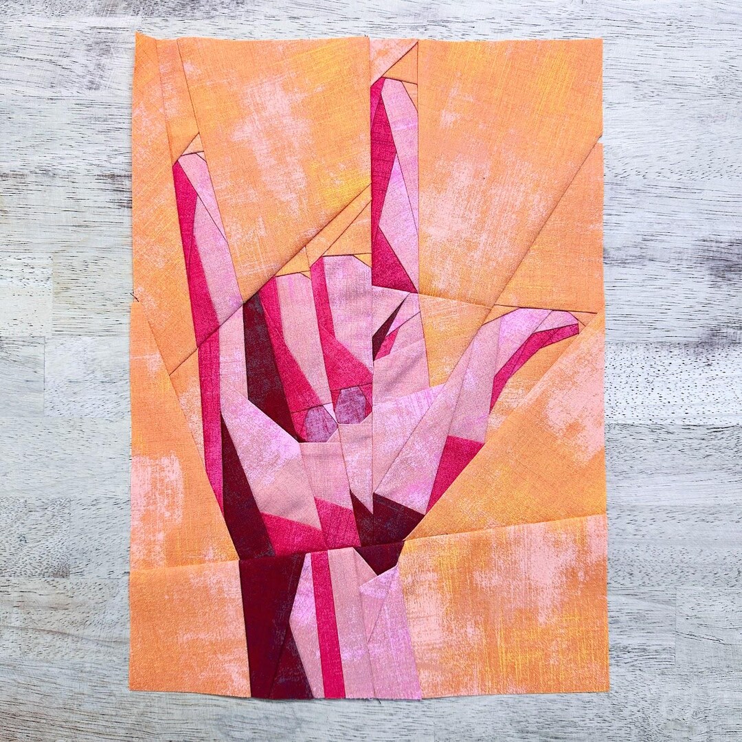 ASL I Love You Fpp--american Sign Language--paper Piecing Quilt Block ...