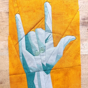 ASL I Love You Fpp--american Sign Language--paper Piecing Quilt Block ...