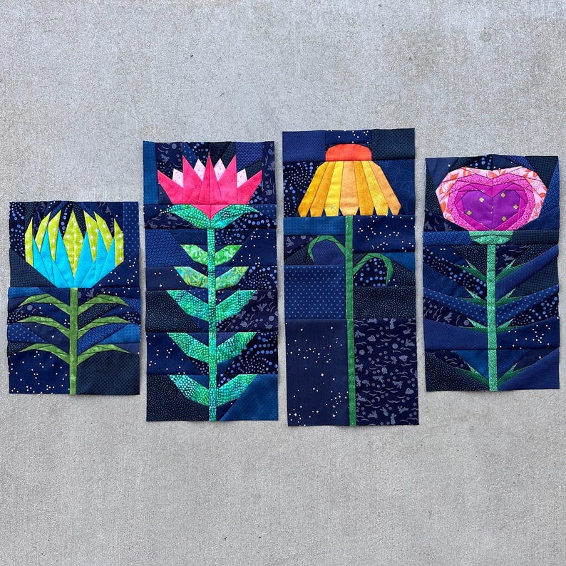 Folk Flower FPP Set--4 Patterns PLUS Stem and Leaf Extenders ...