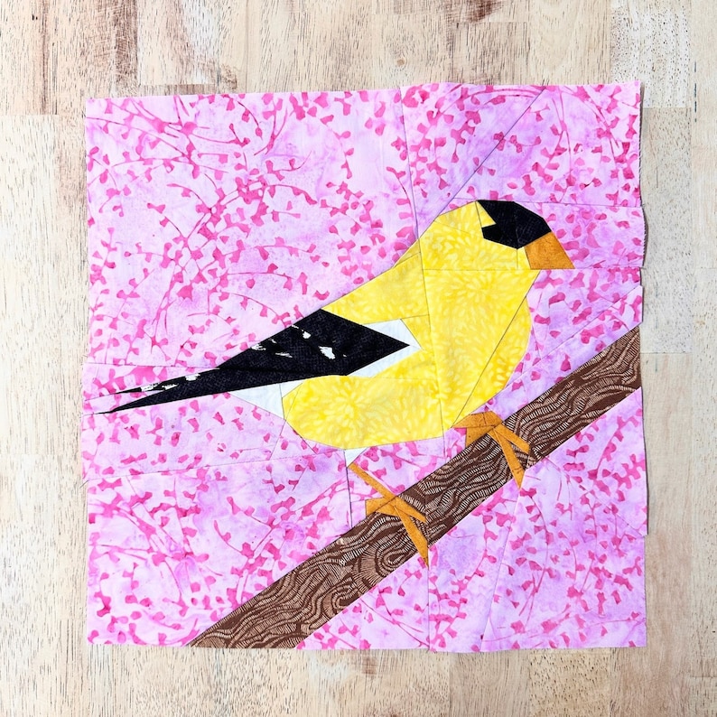 Amercian Goldfinch Fpp--backyard Birds Series--paper Piecing Quilt ...