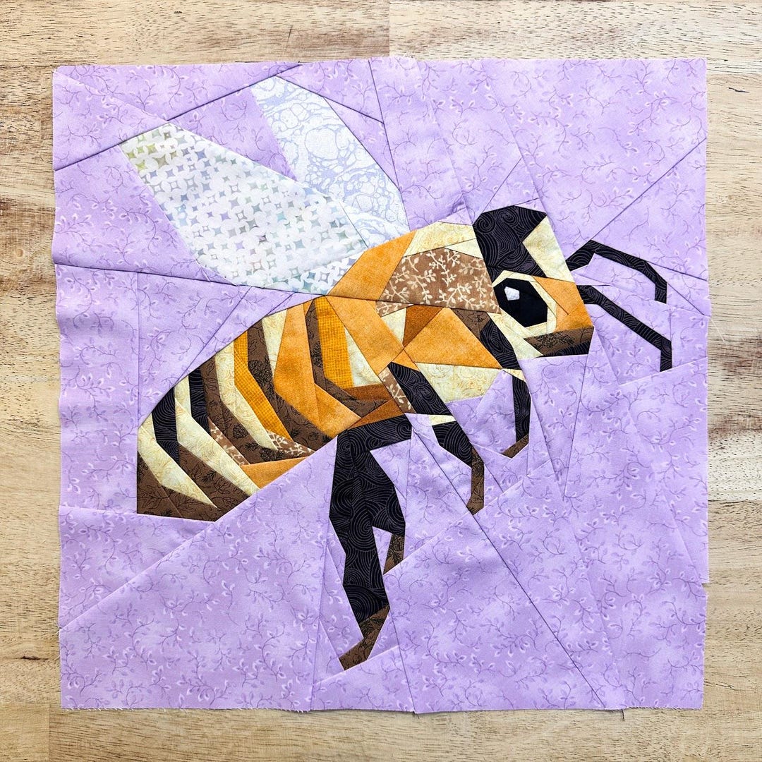Honeybee Fpp--paper Piecing Quilt Block Pattern - Etsy