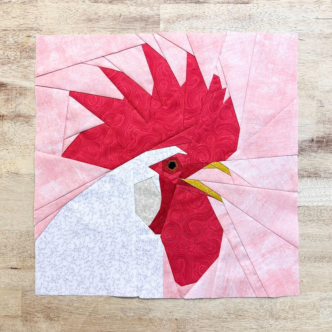 Rooster #3 Fpp--the Cocky Crower Series—paper Piecing Quilt Block ...