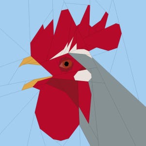 Rooster #2 Fpp--the Cocky Crower Series—paper Piecing Quilt Block ...