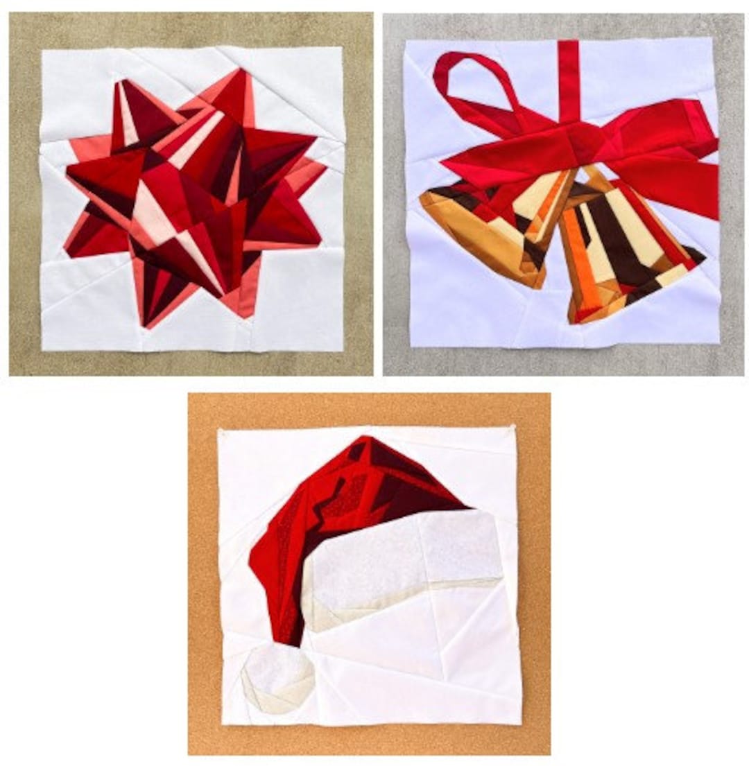 Christmas Bow, Bell & Santa Hat FPP Patternschristmas Assortment3 ...
