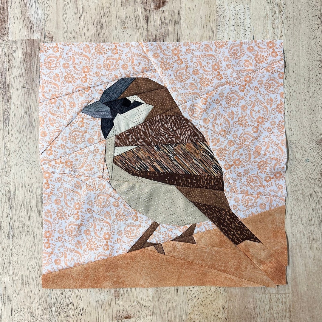 House Sparrow Fpp--backyard Birds Series--paper Piecing Quilt Block ...