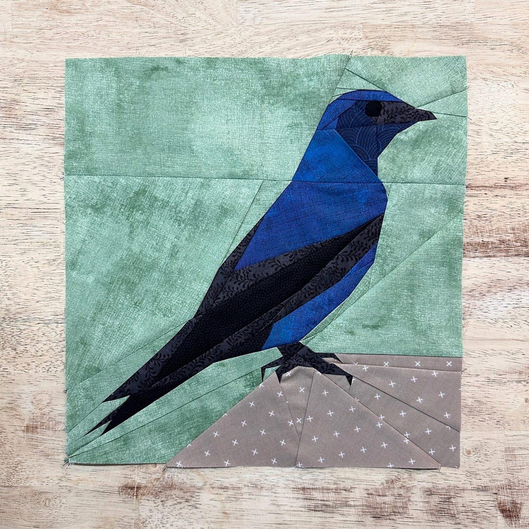 Purple Martin Fpp--backyard Birds Series--paper Piecing Quilt Block Pattern - Etsy