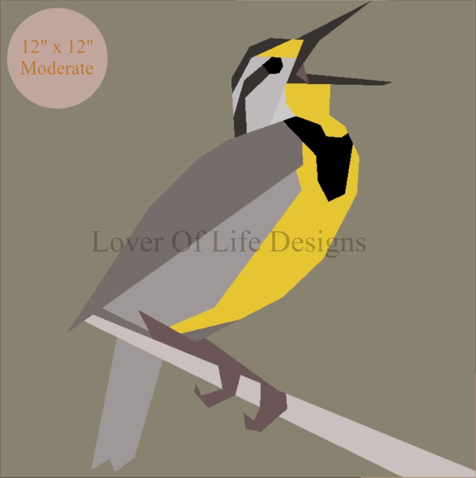 Western Meadowlark Fpp--backyard Bird Series—paper Piecing Quilt Block ...