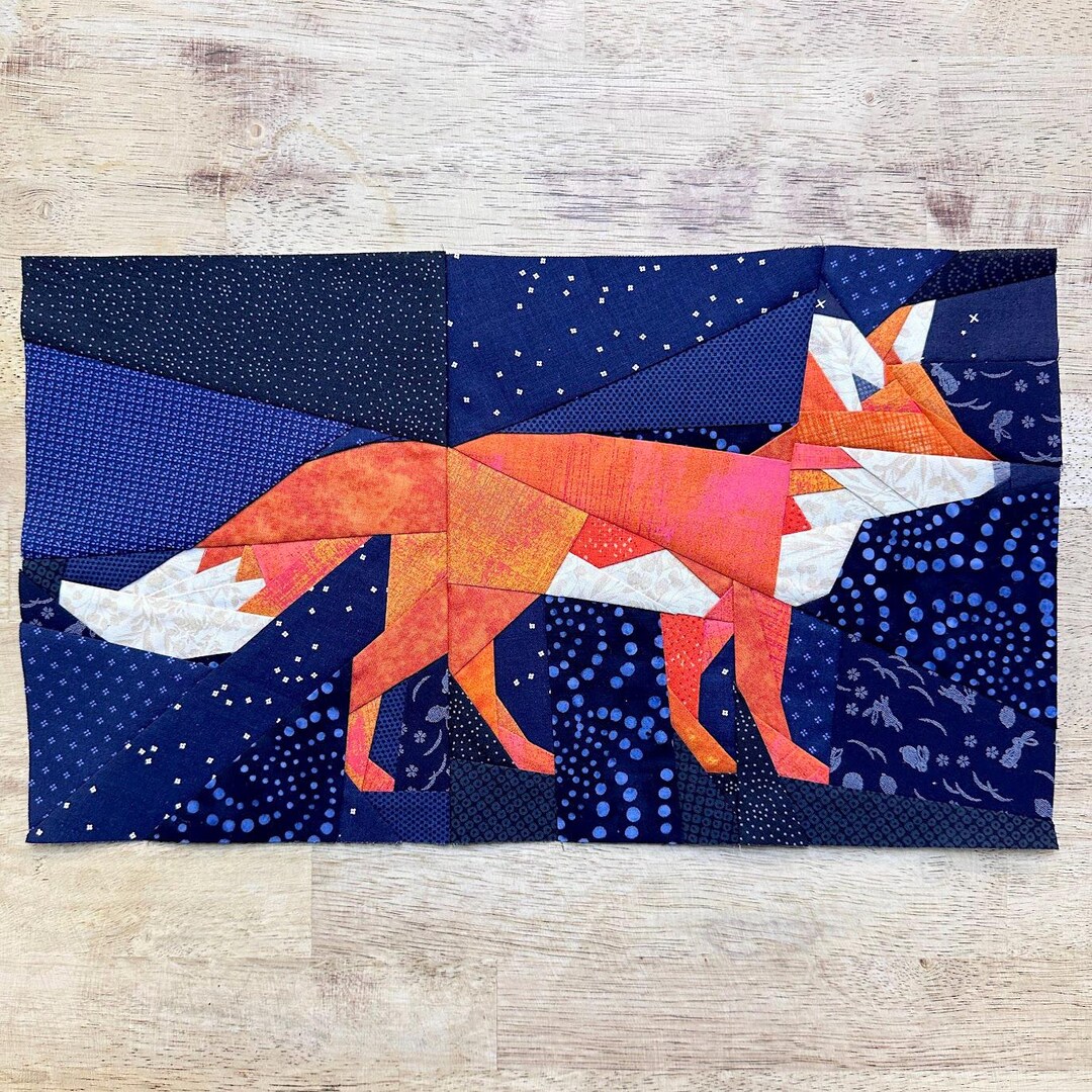 Little Fox Fpp--paper Piecing Quilt Block Pattern - Etsy