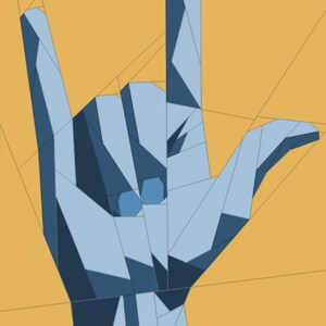 ASL I Love You Fpp--american Sign Language--paper Piecing Quilt Block ...