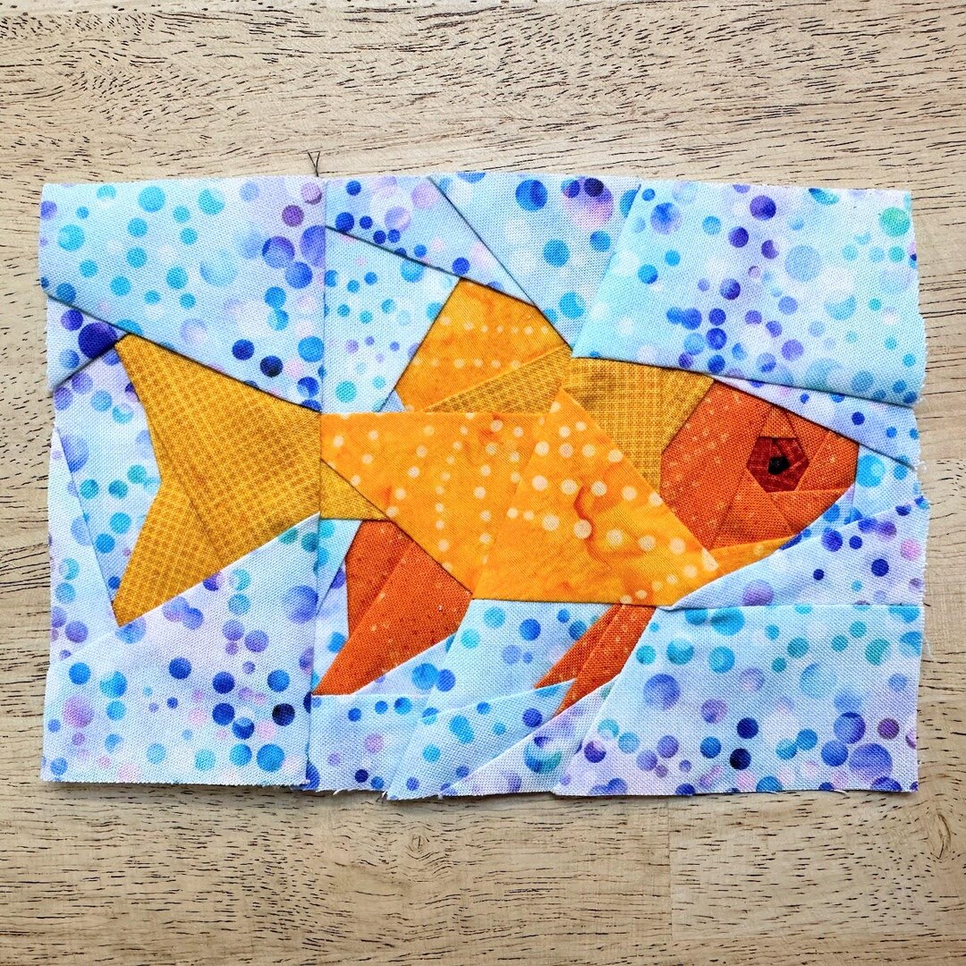 Goldfish Fpp--paper Piecing Quilt Block Pattern - Etsy