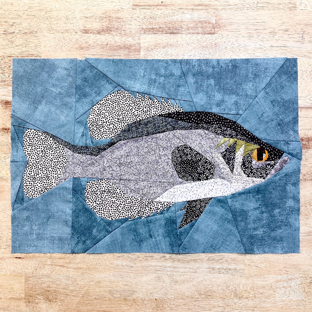 Crappie Fpp--freshwater Fishing Series--paper Piecing Quilt Block ...