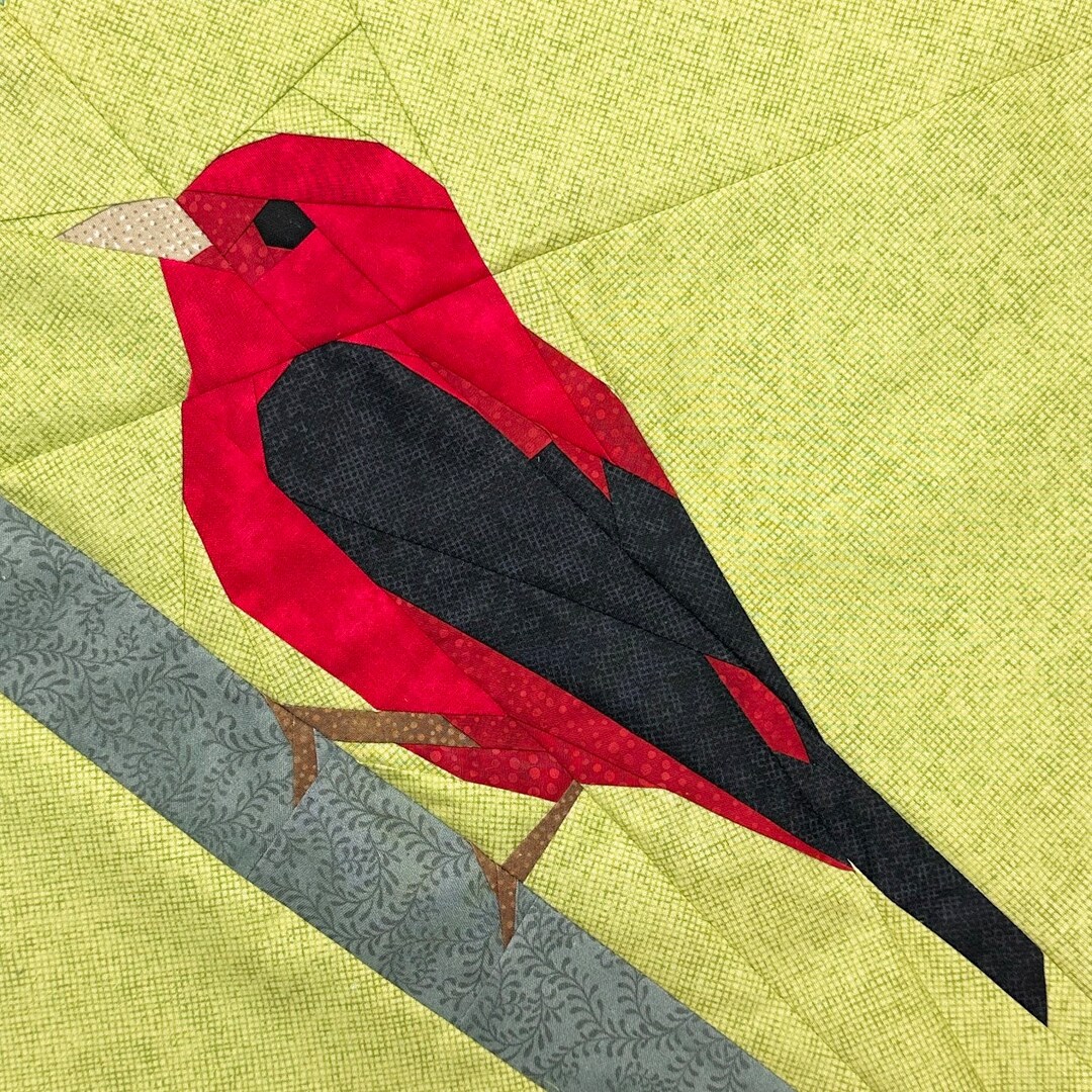 Scarlet Tanager Fpp--backyard Birds Series--paper Piecing Quilt Block Pattern - Etsy