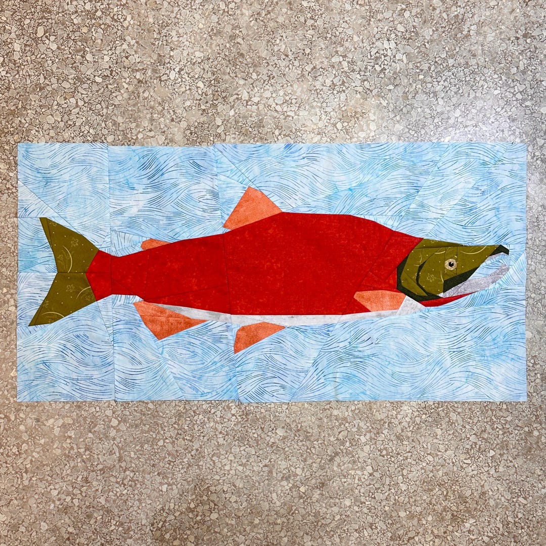 Sockeye Salmon Fpp--freshwater Fishing Series--paper Piecing Quilt ...