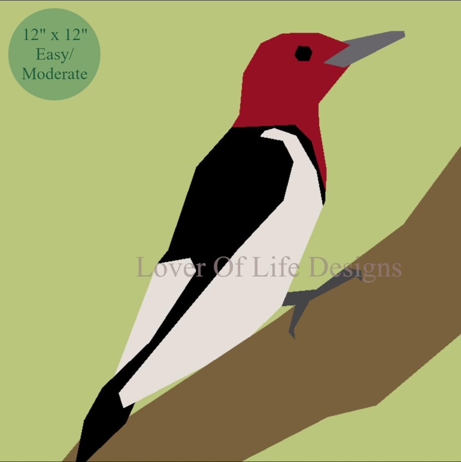 Red-headed Woodpecker Fpp--backyard Birds Series--paper Piecing Quilt ...