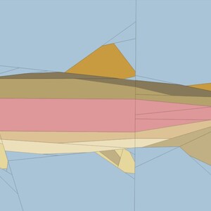 Rainbow Trout Fpp--freshwater Fishing Series--paper Piecing Quilt Block ...