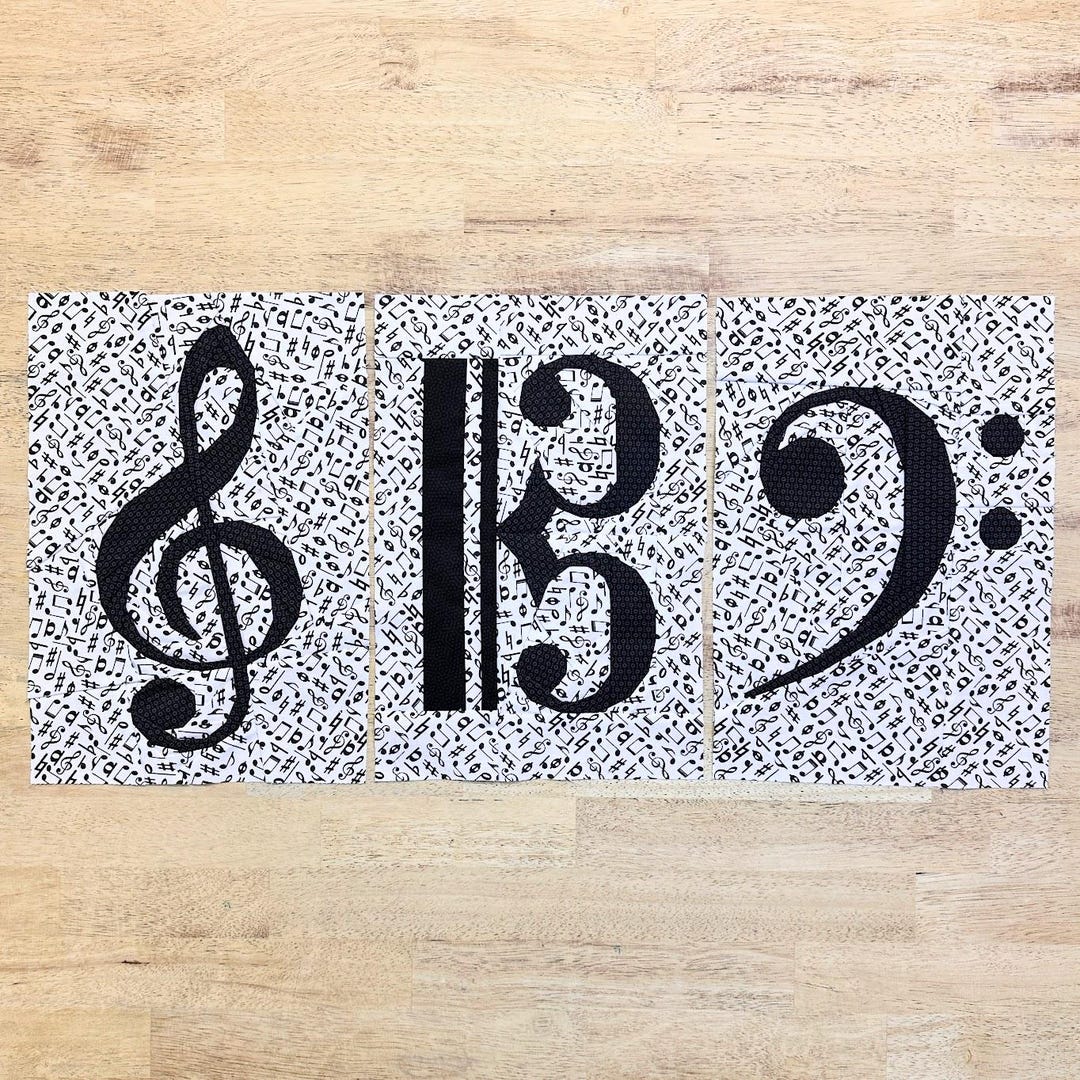 Treble, Alto, and Bass Clefs--music FPP--3 Pattern Set--paper Piecing ...