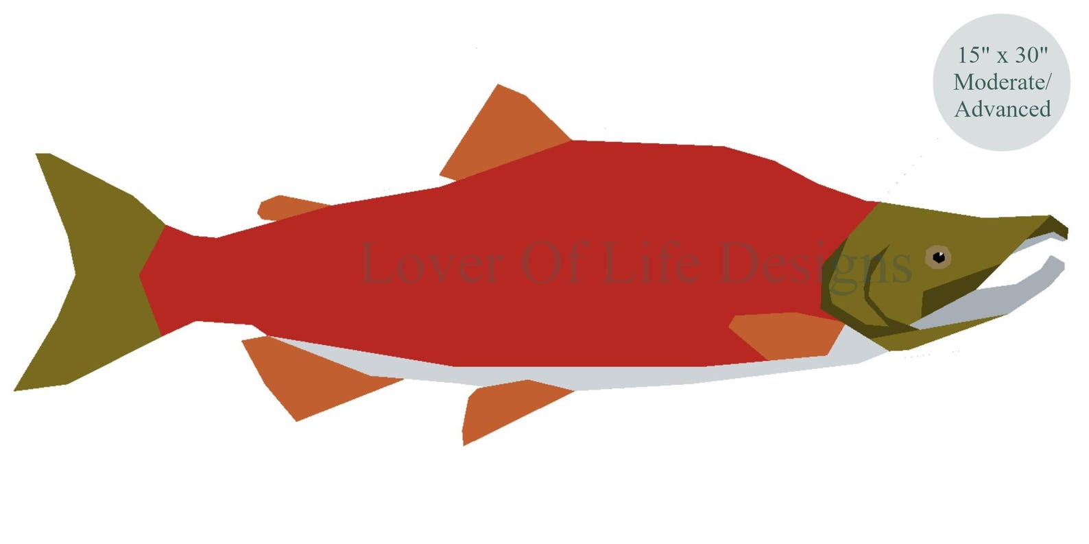 Sockeye Salmon Fpp--freshwater Fishing Series--paper Piecing Quilt ...