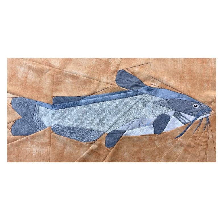 Catfish Fpp--freshwater Fishing Series--paper Piecing Quilt Block ...