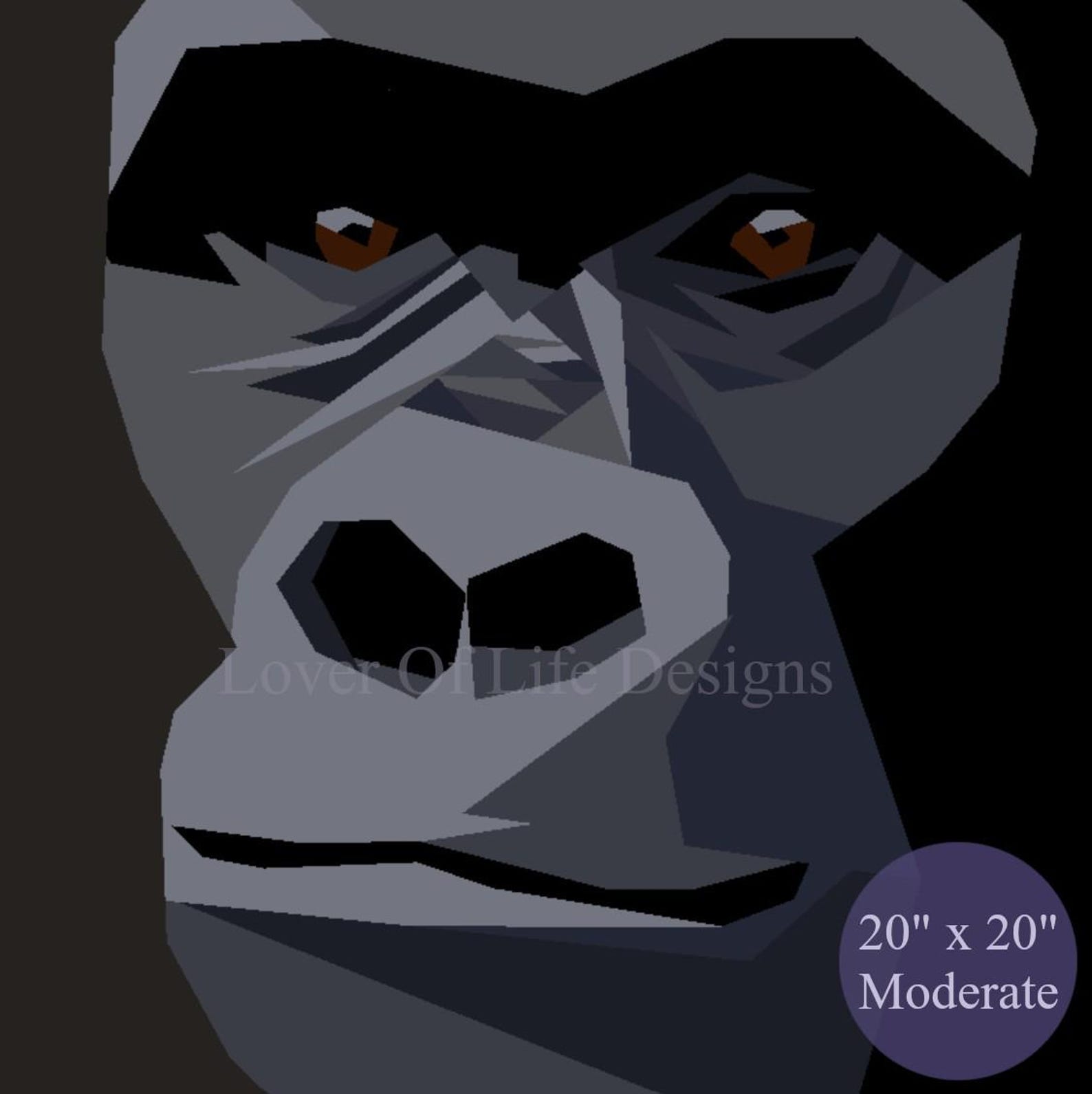 Gorilla Face Fpp--animals of Strength--paper Piecing Quilt Block ...