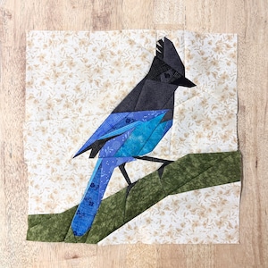 Steller's Jay Fpp--backyard Birds Series--paper Piecing Quilt Block ...