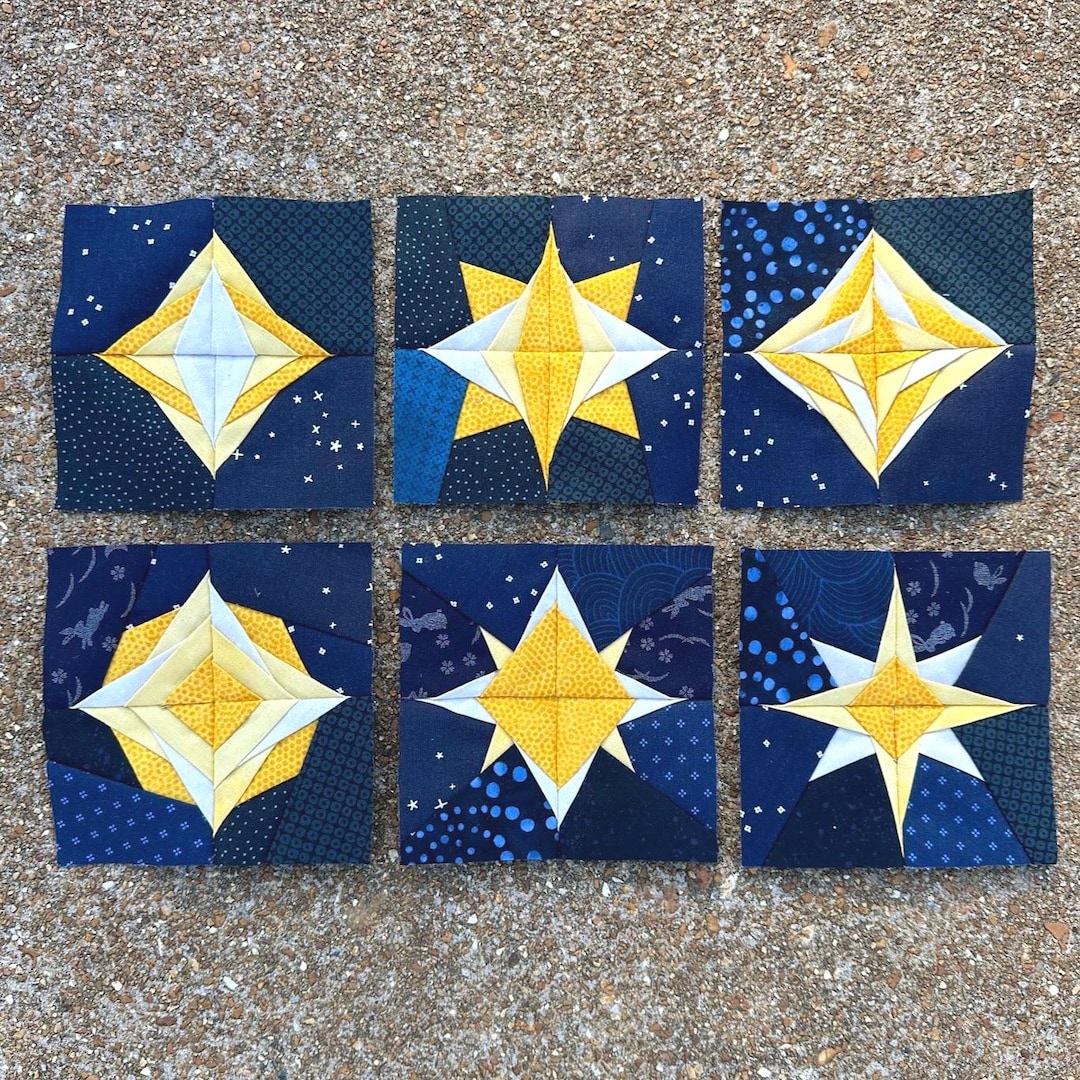 Stars FPP--6 Patterns--midnight Garden Quilt--paper Piecing Blocks - Etsy