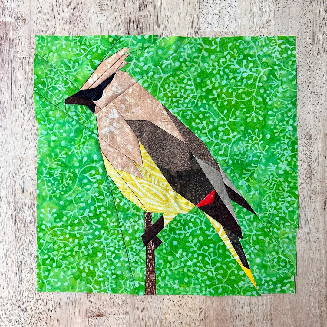 Cedar Waxwing Fpp--backyard Birds Series—paper Piecing Quilt Block ...